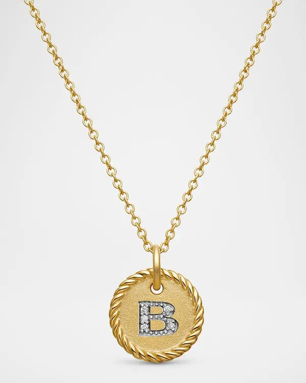 David Yurman Cable Collectibles Initial Pendant Necklace - Initial B