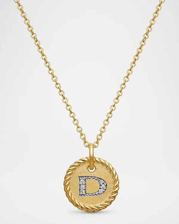 David Yurman Cable Collectibles Initial Pendant Necklace - Initial D