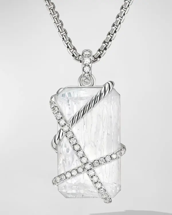 David Yurman Cable Wrap Amulet With Diamonds In Silver - Crystal