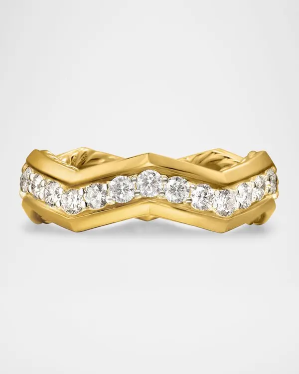 David Yurman Zig Zag Stax Ring With Diamonds - Multi