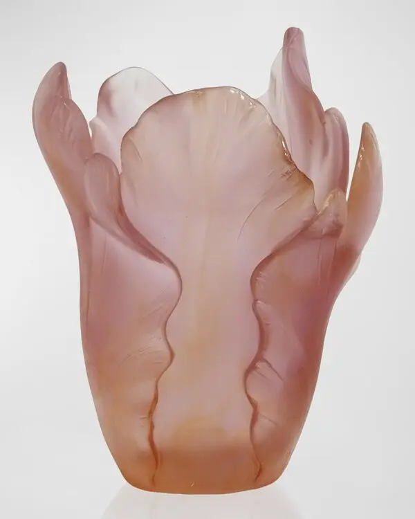 DAUM Small Tulip Vase In Amber & Fuchsia