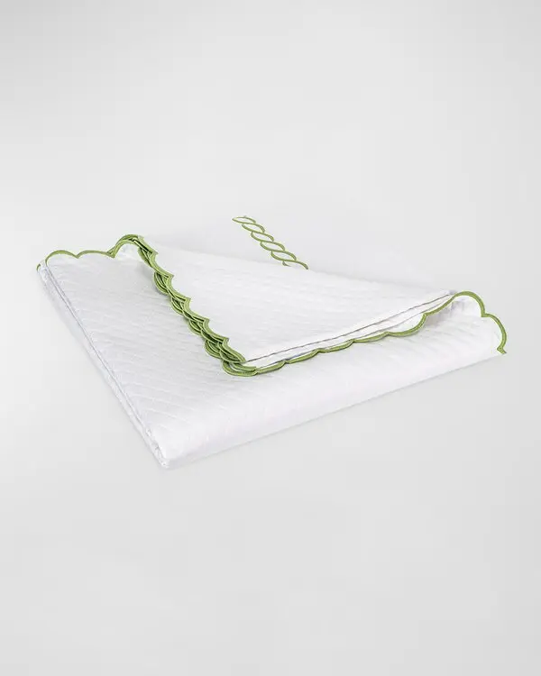 MATOUK Classic Chain Scallop Matelasse Coverlet - Spring Green
