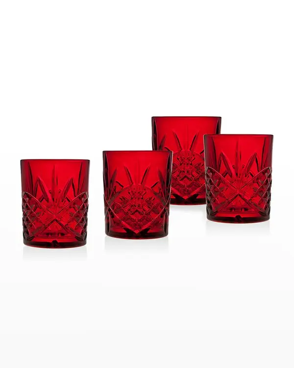 GODINGER Dublin Double Oldfashioned Glasses, Set Of Four Red