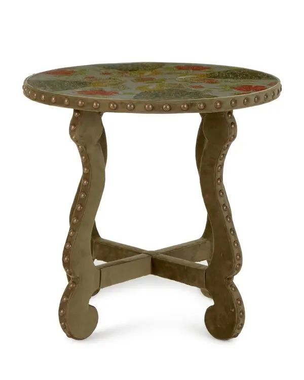 HAUTE HOUSE Peacock Embroidered Side Table
