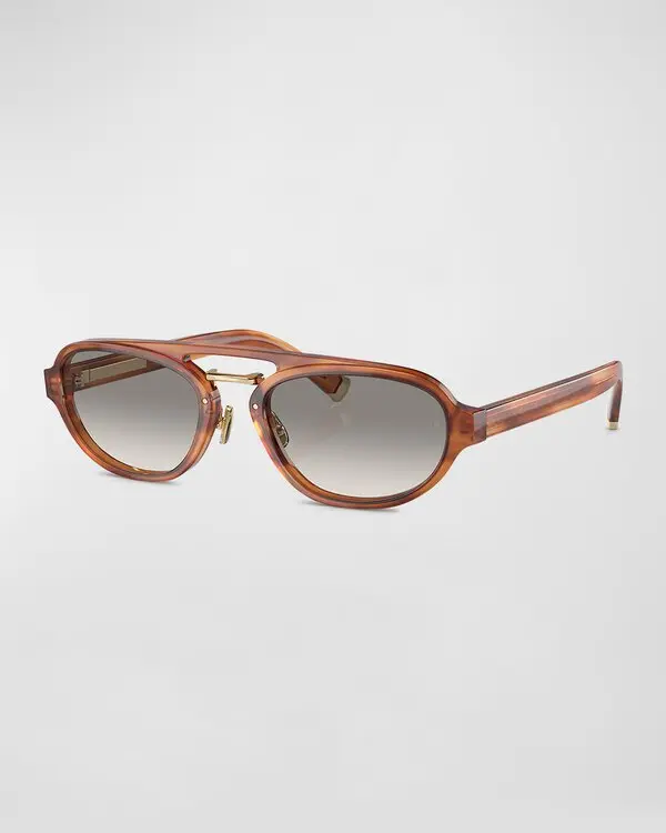 Brunello Cucinelli Engraved Acetate Aviator Sunglasses