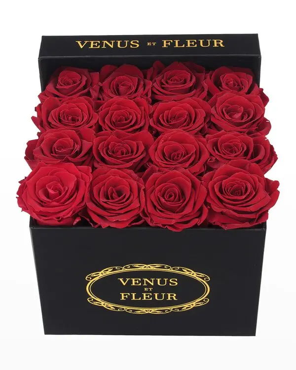 Venus Et Fleur Classic Small Square Rose Box - Red