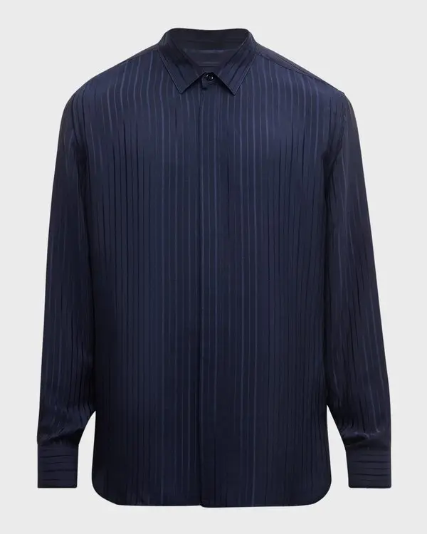 Saint Laurent Jacquard Striped Dress Shirt - Indigo Dk.