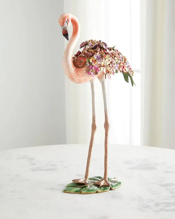 JAY STRONGWATER Flowery Flamingo Figurine - Multi