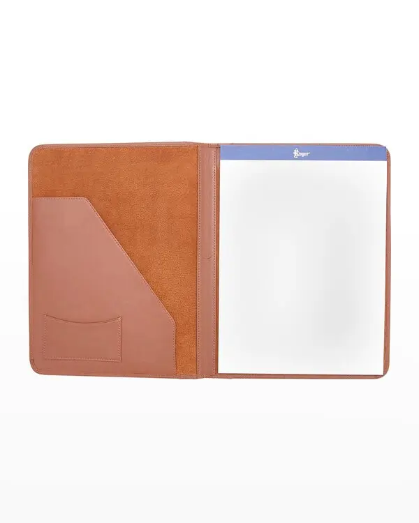 ROYCE NEW YORK Personalized Suede Lined Leather Writing Portfolio - Tan