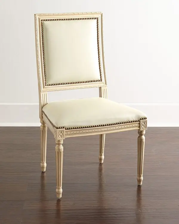 MASSOUD Ingram Leather Dining Chair - Ivory