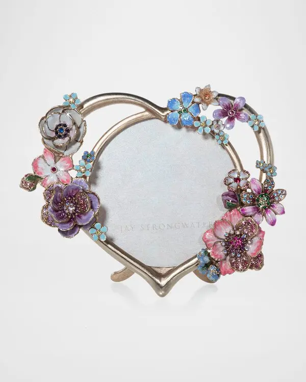 JAY STRONGWATER 4" X 6" Heart And Flower Photo Frame