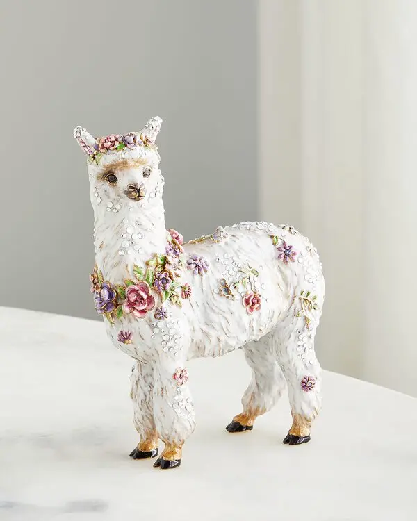 JAY STRONGWATER Llama With Flowers Objet