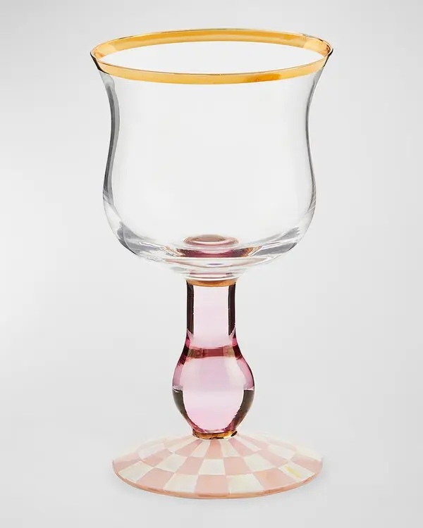 MACKENZIE-CHILDS Rosy Check Wine Glass