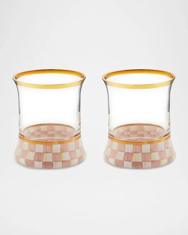 MACKENZIE-CHILDS Rosy Check Tumbler Glasses, Set Of 2