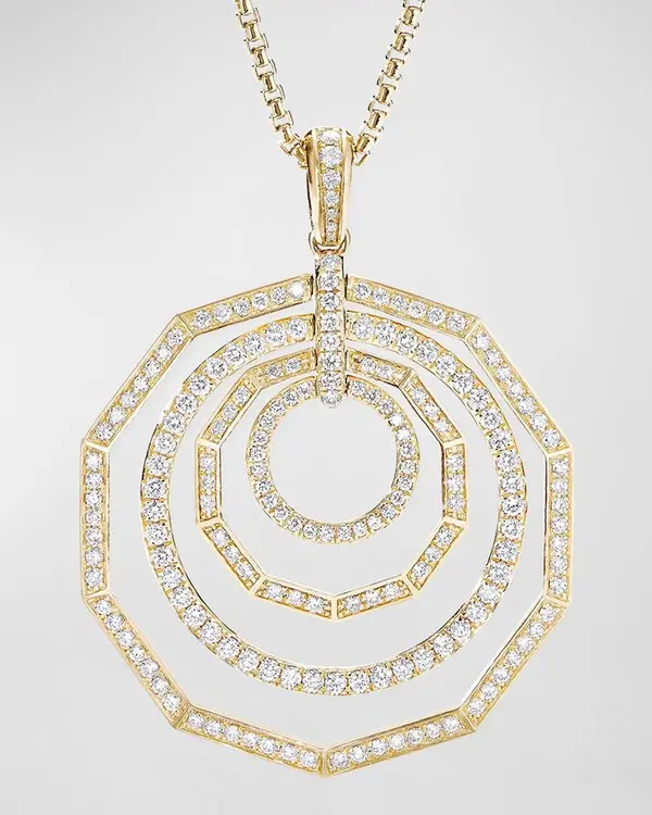 David Yurman Stax 18k Yellow Gold 4-ring Pendant Necklace - Diamond