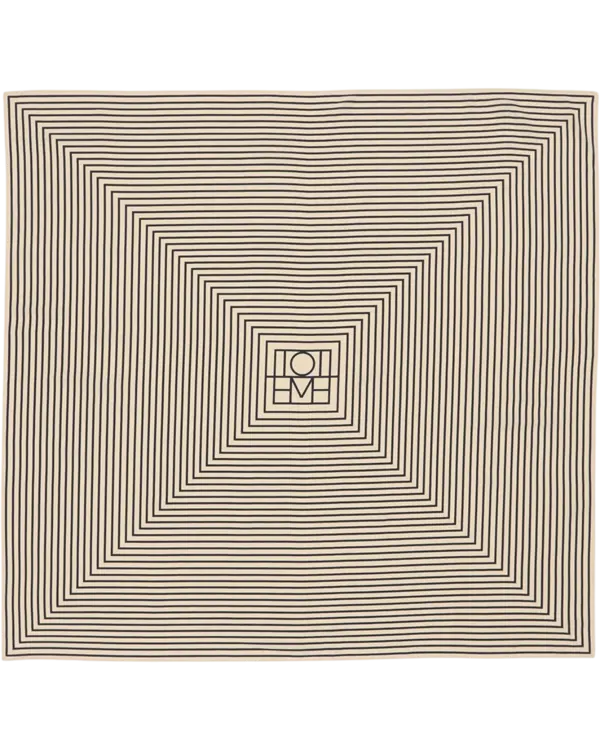 TOTÊME Centered Monogram Cotton-silk Scarf - Bone