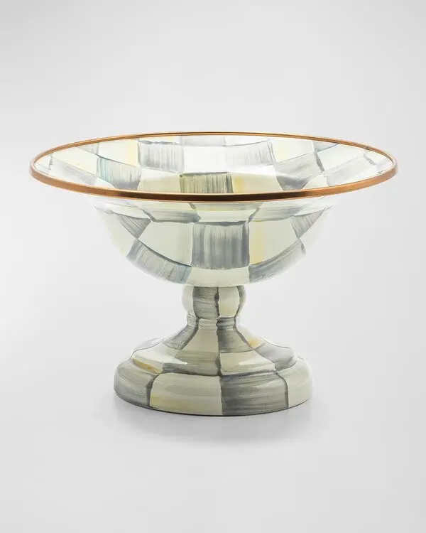 MACKENZIE-CHILDS Sterling Check Enamel Compote - One-color