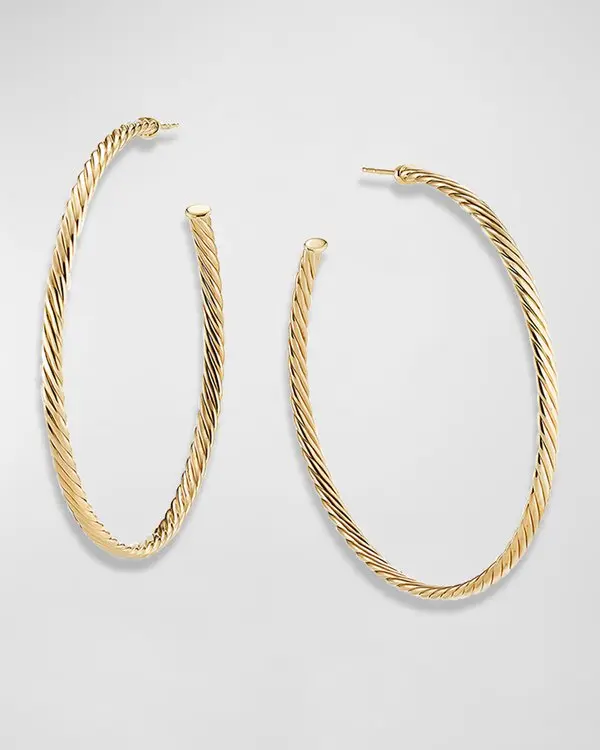 David Yurman Sculpted Extra-large Cable Hoop Earrings - Diamond