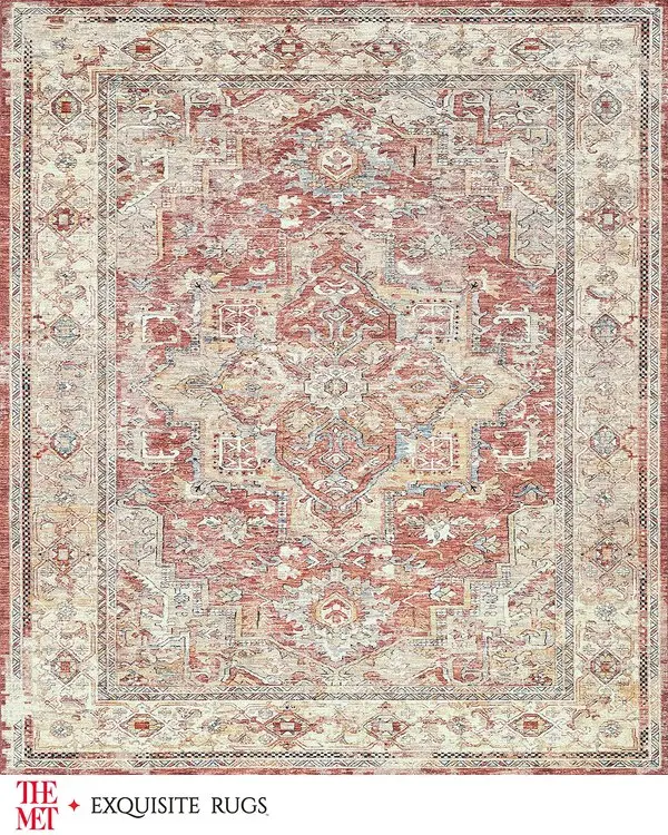 EXQUISITE RUGS X THE MET Antique Loom Beige, Blue & Rust Runner, 2' X 12
