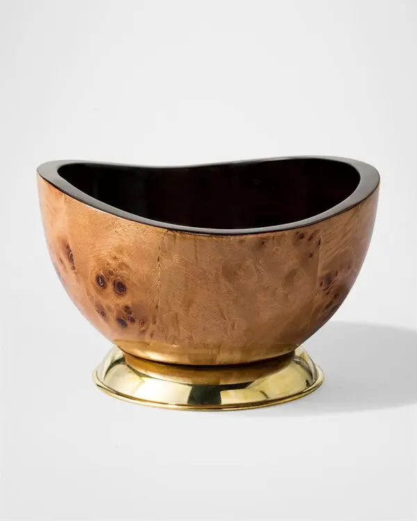 LADORADA Burl Veneer Accent Bowl With Brass Base