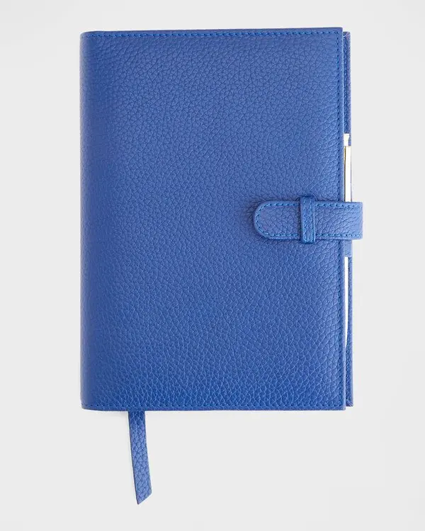 ROYCE NEW YORK Monogrammed Executive Weekly Leather Calendar Planner - Cobalt Blue