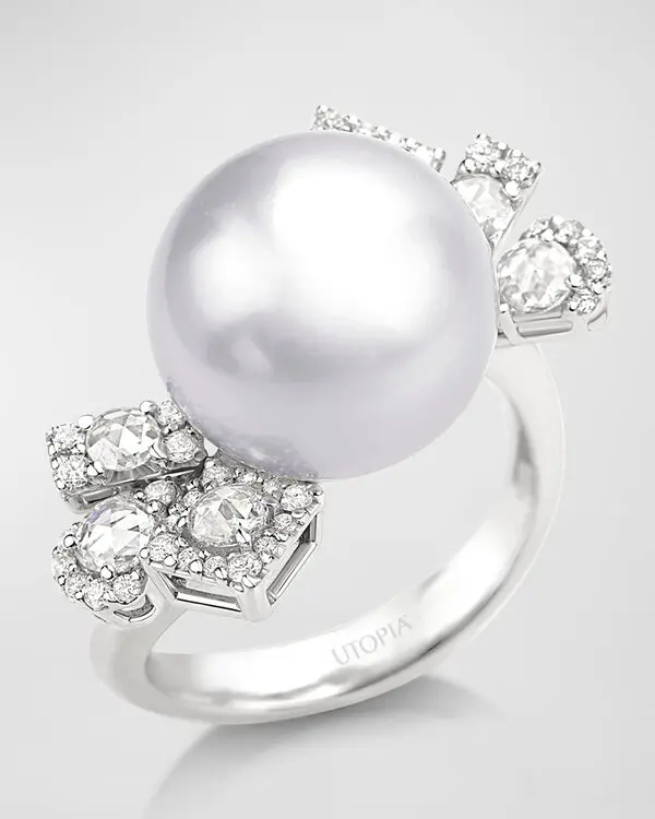 Utopia 18k Ring With Diamond And Pearl
