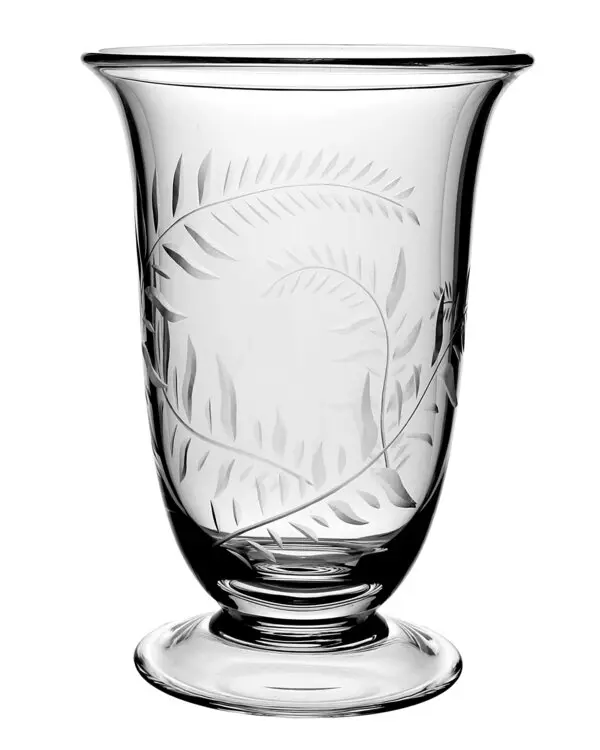 WILLIAM YEOWARD CRYSTAL Jasmine Etched Glass Flower Vase 9.5 - Clear