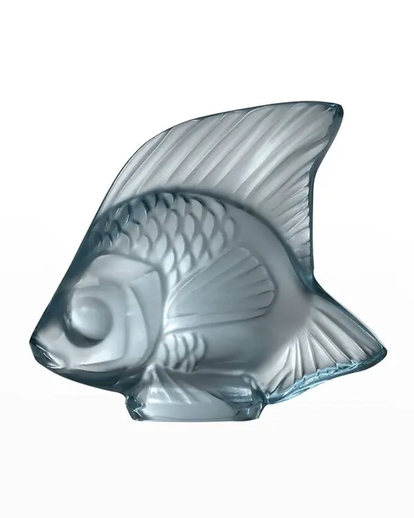 Lalique Fish Sculpture, Persepolis Blue - Light Blue