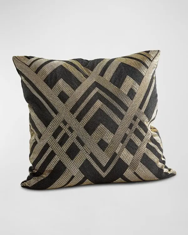 GLOBAL VIEWS Woven Line Pillow - Black/gold