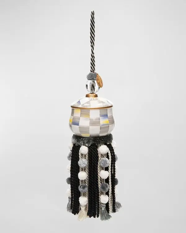 MACKENZIE-CHILDS 11" Sterling Check Tassel