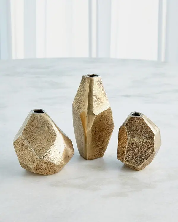 GLOBAL VIEWS Antiqued Geo Vases, Set Of 3