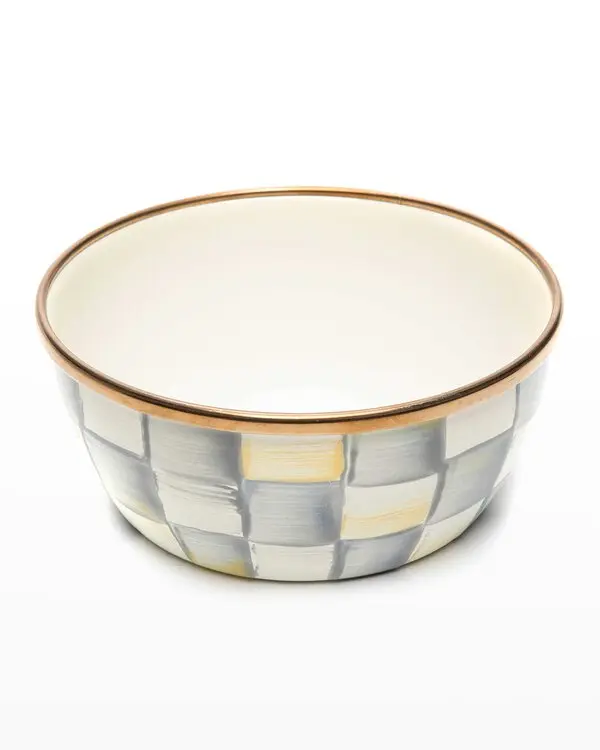 MACKENZIE-CHILDS 4.5" Sterling Check Enamel Pinch Bowl - One-color