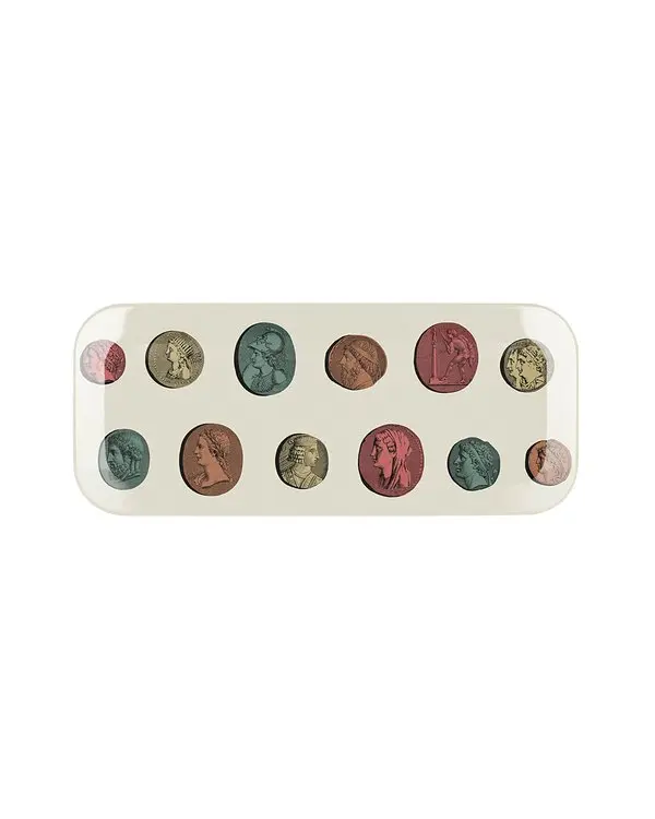 FORNASETTI Cammel Tray 25x60 Cm - White Multi