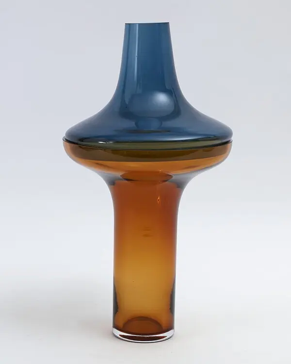 GLOBAL VIEWS Tall Cobalt Over Amber Vase Small