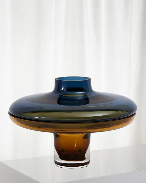 GLOBAL VIEWS Small Low Cobalt Over Amber Vase