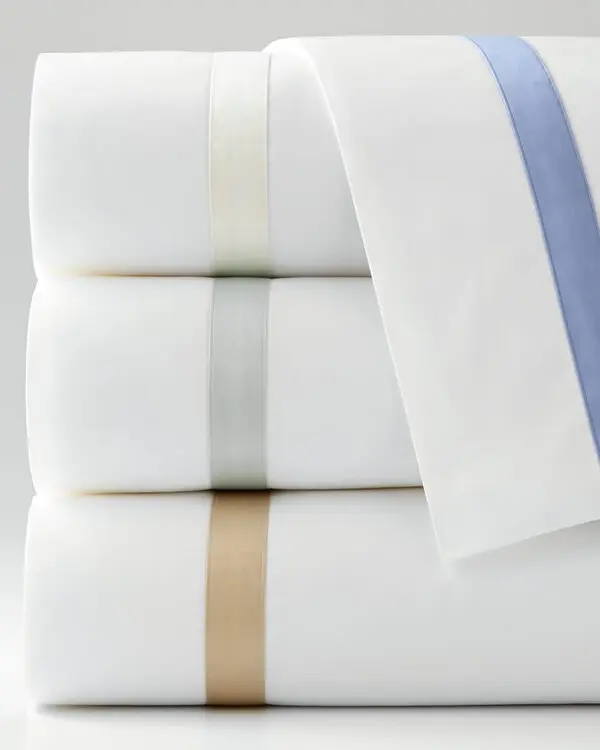 MATOUK 600 Thread Count Lowell Pillowcase - White/azure (blue