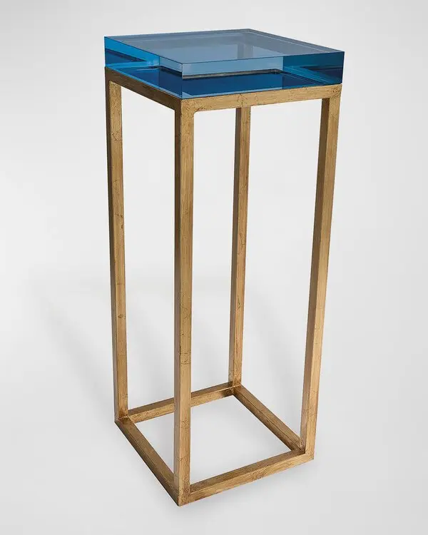 PORT 68 Drake Acrylic & Gold Leaf Accent Table - Blue, Gold