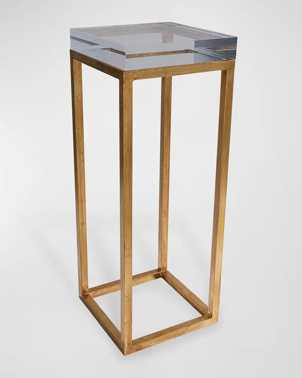 PORT 68 Drake Acrylic & Gold Leaf Accent Table - Clear, Gold