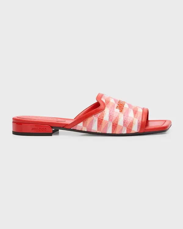 JIMMY CHOO Nako Logo Flat Slide Sandals - Paprika/candy Pin | Editorialist