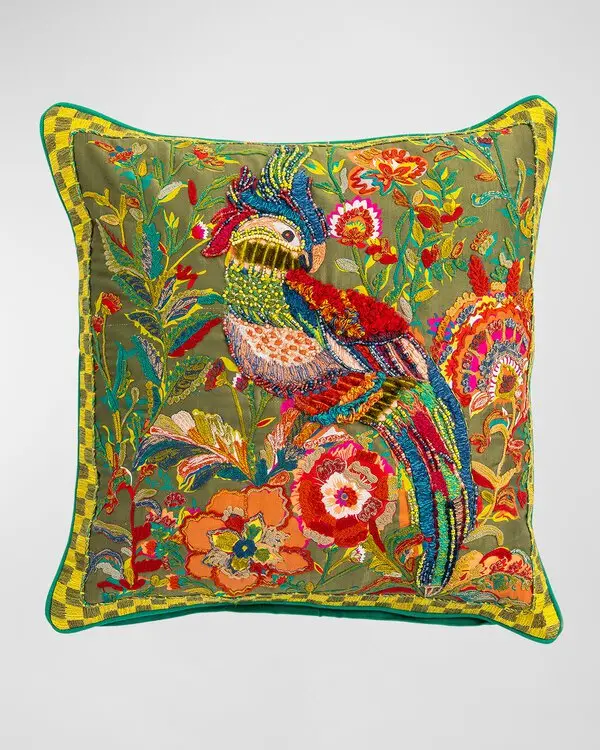 MACKENZIE-CHILDS Cockatiel Chartreuse Pillow