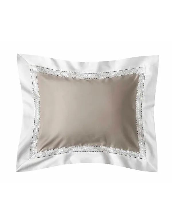 BOVI FINE LINENS Devere Boudoir Sham, Taupe/white