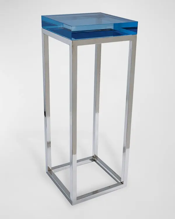 PORT 68 Drake Acrylic & Polished Nickel Accent Table - Blue, Nickel