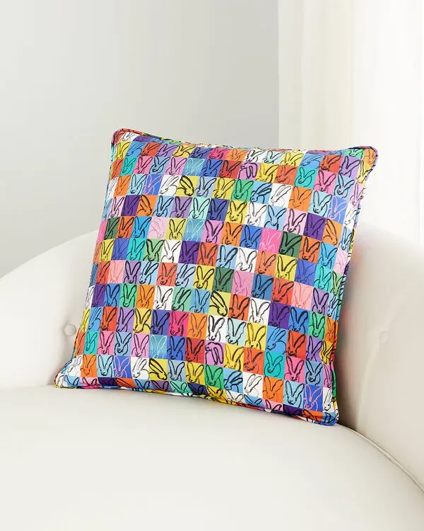 HUNT SLONEM Rabbit Cotton Pillow