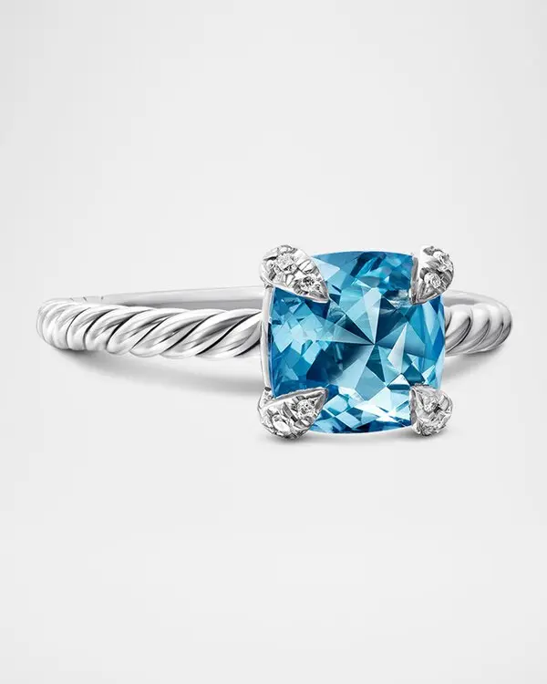David Yurman Chatelaine Cushion Ring - Blue Topaz
