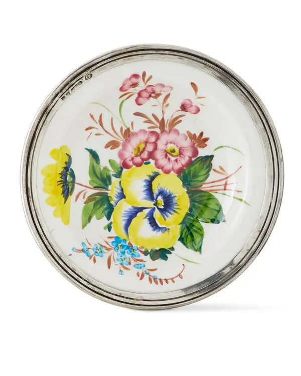 Neiman Marcus Floral Pewter & Ceramic Soup Bowl