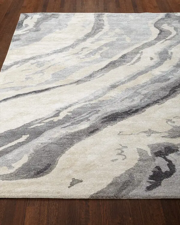SURYA RUGS Gray Marble Hand-tufted Rug, 5' X 8