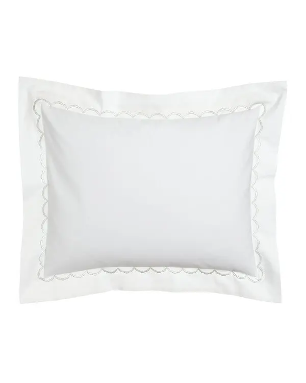 MATOUK King Scallops Embroidered Sham - Silver