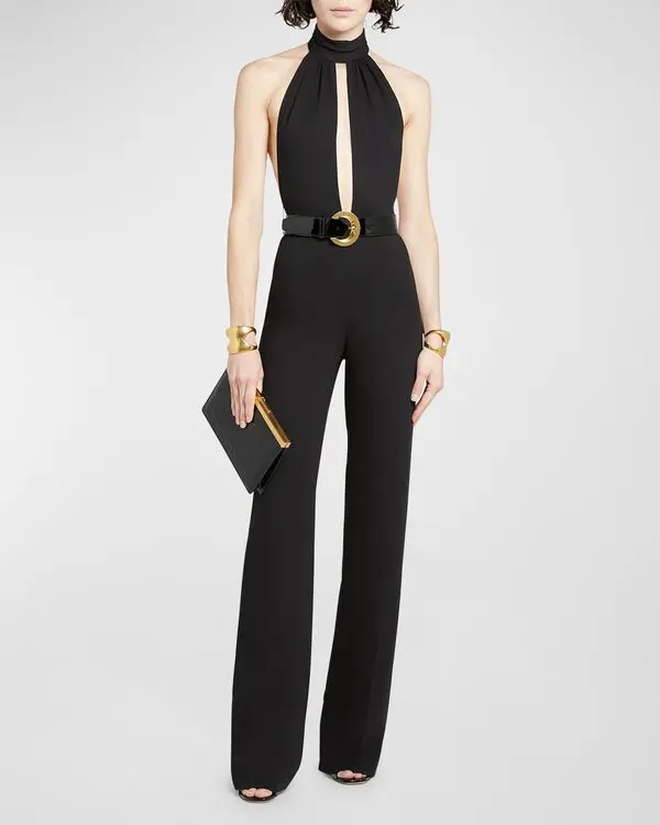 TOM FORD Stretch Sable Belted Jumpsuit - Black
