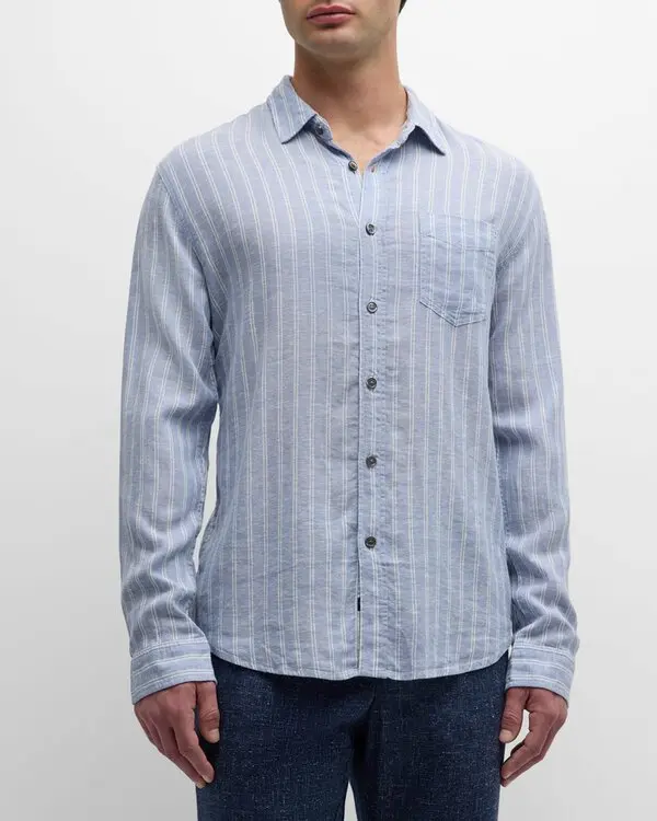 Rails Connor Striped Sport Shirt Denim White Pinstripe