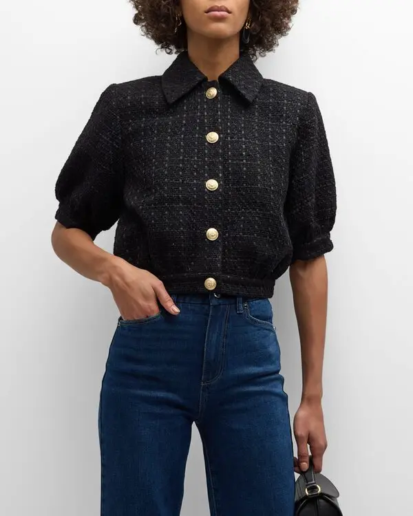 L'Agence Cove Tweed Jacket - Black